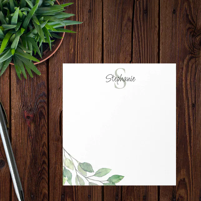 Personalized Monogram Name Watercolor Notepad | Zazzle