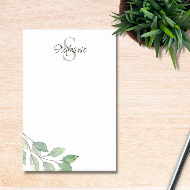 Personalized Monogram Name Watercolor Post-it Notes | Zazzle