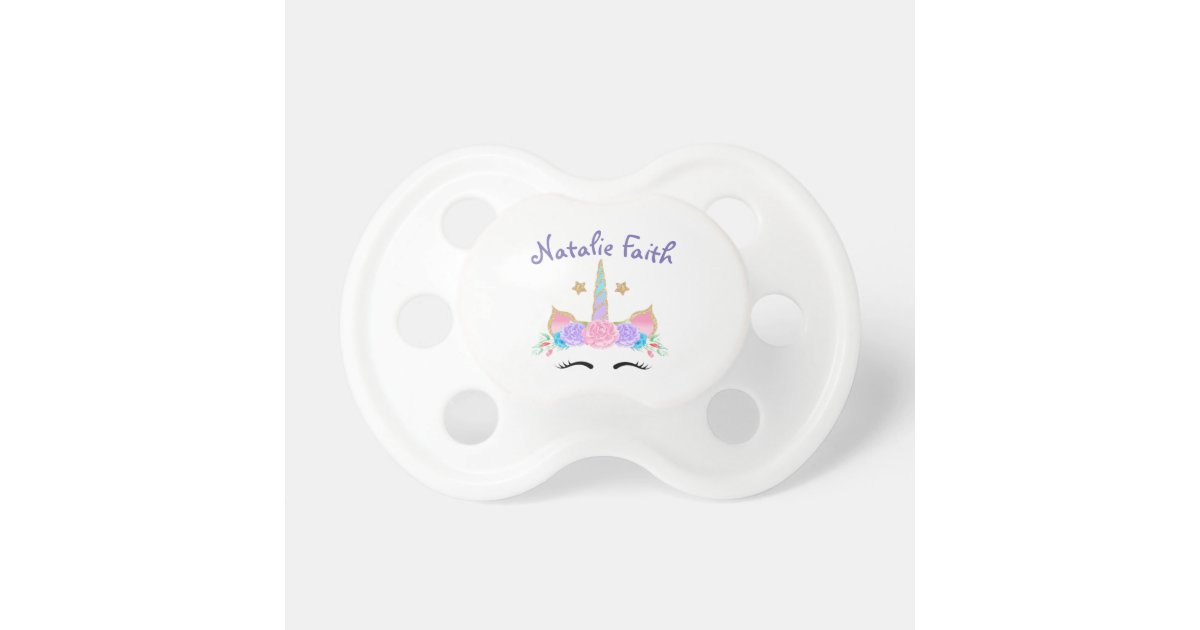 Personalized Monogram Name Watercolor Unicorn Baby Pacifier | Zazzle