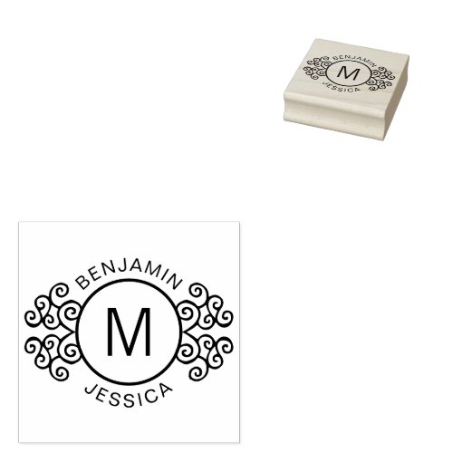 Personalized Monogram + Names Decorative Custom Rubber Stamp | Zazzle