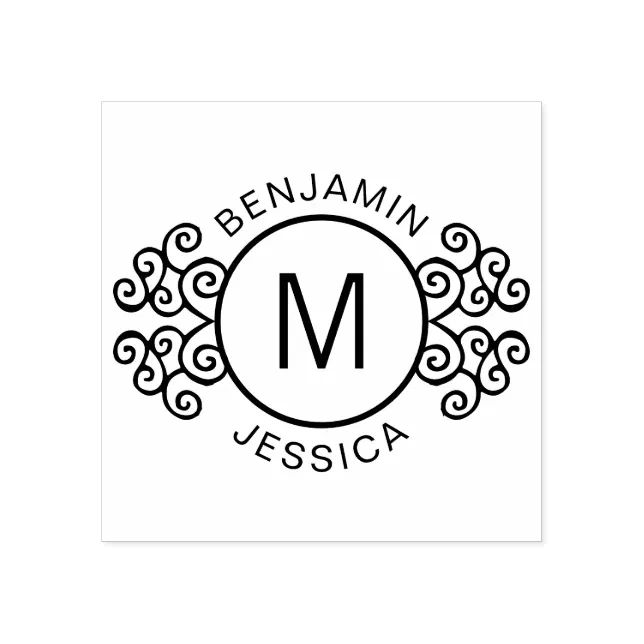 Personalized Monogram + Names Decorative Custom Rubber Stamp | Zazzle