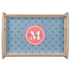 Coral and Navy Blue Nautical Anchor Wedding Serving Tray | Zazzle.com