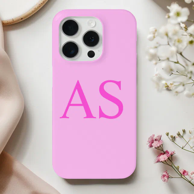 Personalized Monogram Pink Initial Phone Case | Zazzle