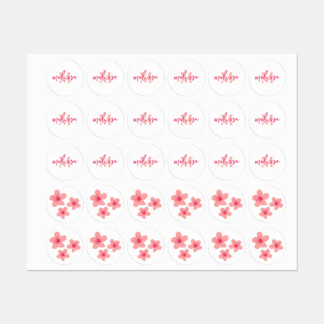 Personalized monogram Pink Sakura blue tartan Labels | Zazzle