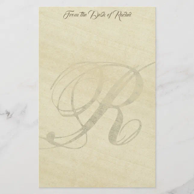 Personalized Monogram R Faux Rice Paper Stationery | Zazzle