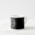 Personalized Monogram Script Name Black White Grey Espresso Cup | Zazzle
