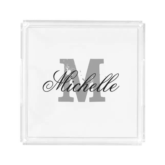Personalized monogram transparent serving tray | Zazzle