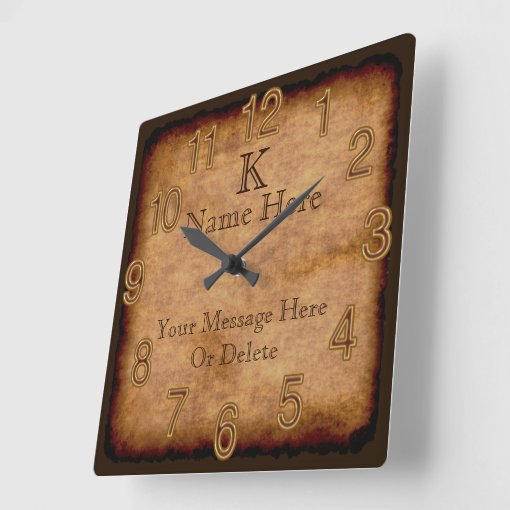 Personalized Monogram Vintage Clock 3 Text Boxes | Zazzle