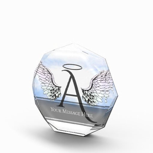 Personalized Monogram with Angel WIngs Acrylic Award | Zazzle
