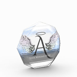 Personalized Monogram with Angel WIngs Acrylic Award | Zazzle