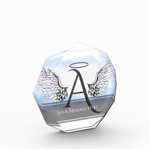 Personalized Monogram with Angel WIngs Acrylic Award | Zazzle