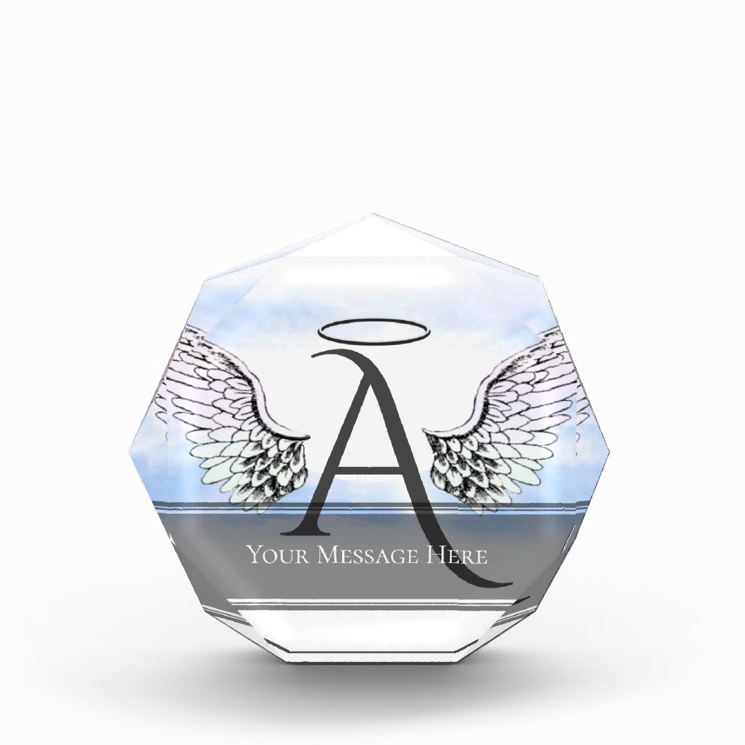 Personalized Monogram with Angel WIngs Acrylic Award | Zazzle
