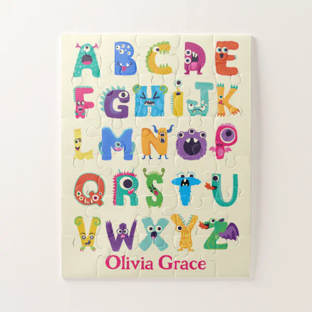 Personalized Monster ABC Silly Alphabet Monsters Jigsaw Puzzle | Zazzle