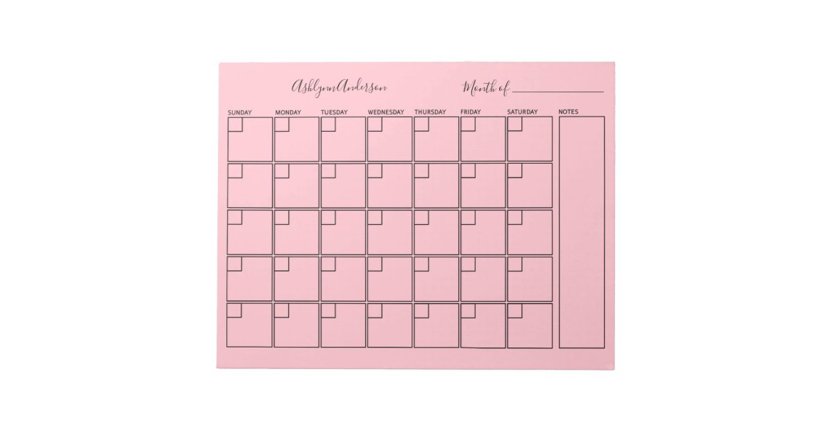 Personalized Monthly Planner Notepad | Zazzle