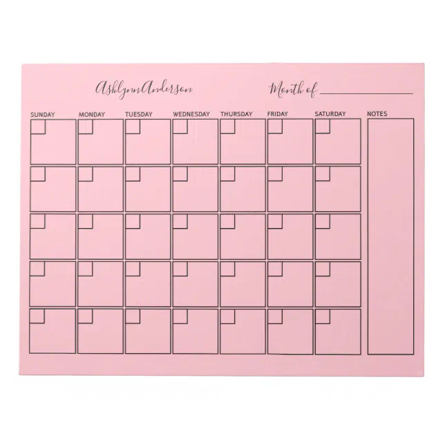 Personalized Monthly Planner Notepad | Zazzle