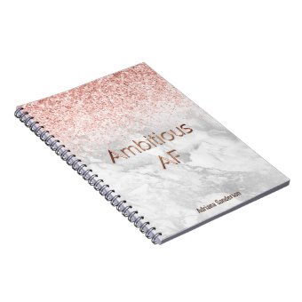 Personalized Motivational Rose Gold Glitter Notebook | Zazzle