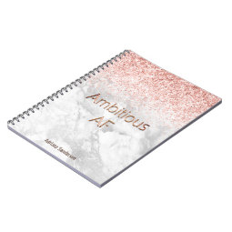 Personalized Motivational Rose Gold Glitter Notebook | Zazzle