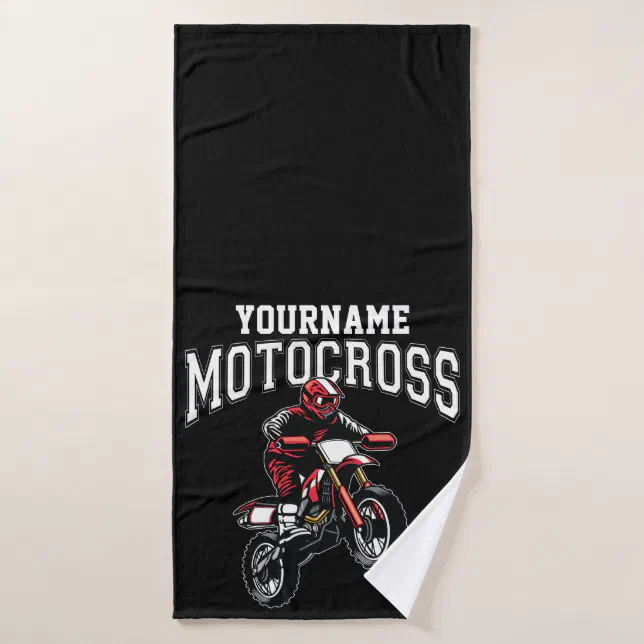 Personalized Motocross Dirt Bike Rider Racing Bath Towel Set | Zazzle