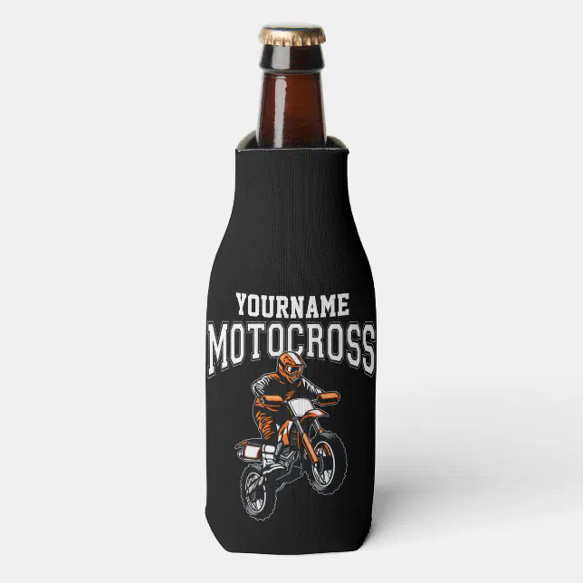 Personalized Motocross Dirt Bike Rider Racing Bottle Cooler | Zazzle