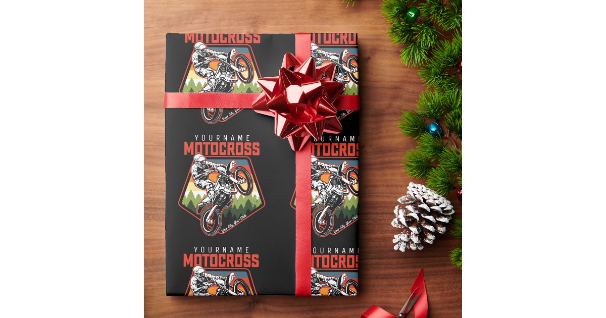 Personalized Motocross Racing Dirt Bike Trail Ride Wrapping Paper | Zazzle