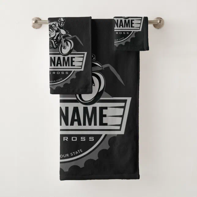 Personalized Motocross Rider Dirt Bike Hill Racing Bath Towel Set | Zazzle