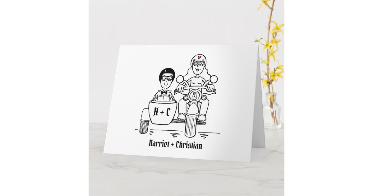 Personalized Motorbike + Sidecar Wedding Card | Zazzle