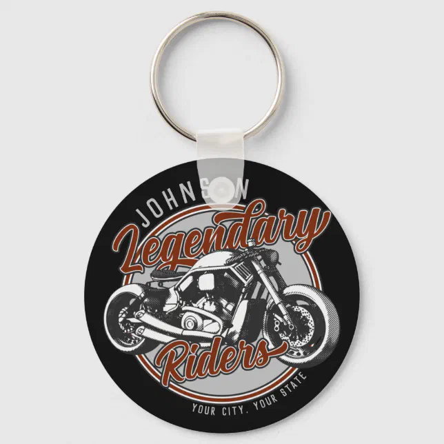 Personalized Motorcycle Legendary Rider Biker NAME Keychain | Zazzle