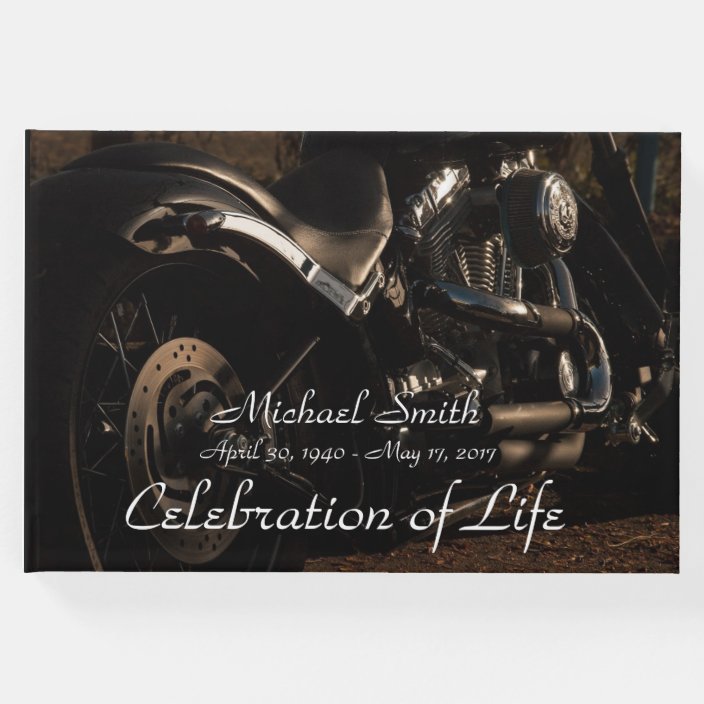 Personalized Motorcycle Memorial Guest Book | Zazzle.com