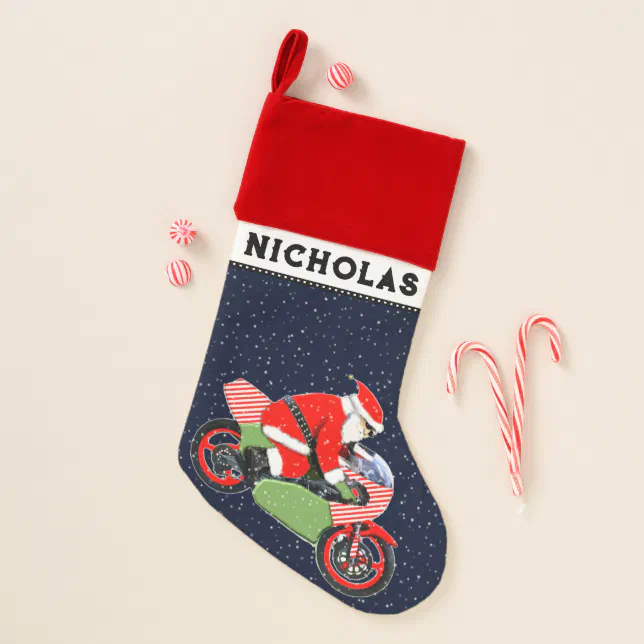 Personalized Motorcycle Motocross Christmas Stocking | Zazzle
