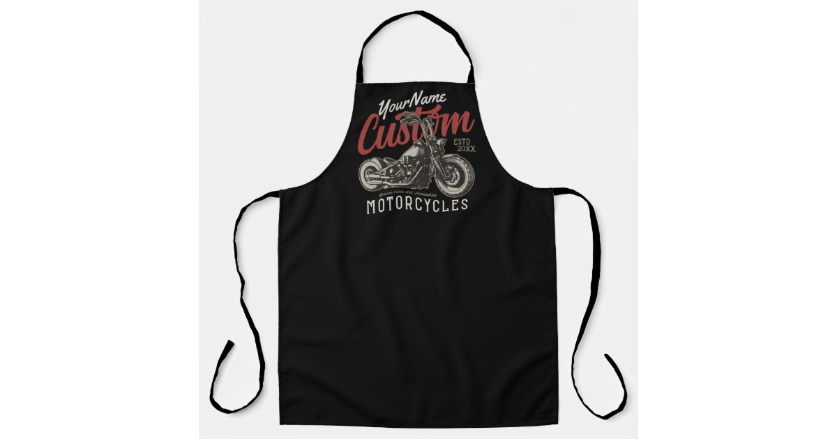 Personalized Motorcycle Rebel Cruiser Biker Garage Apron | Zazzle