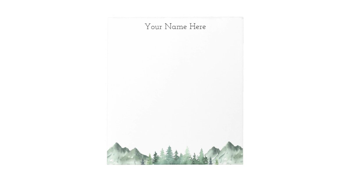 Personalized Mountain Trees Custom Notepad | Zazzle