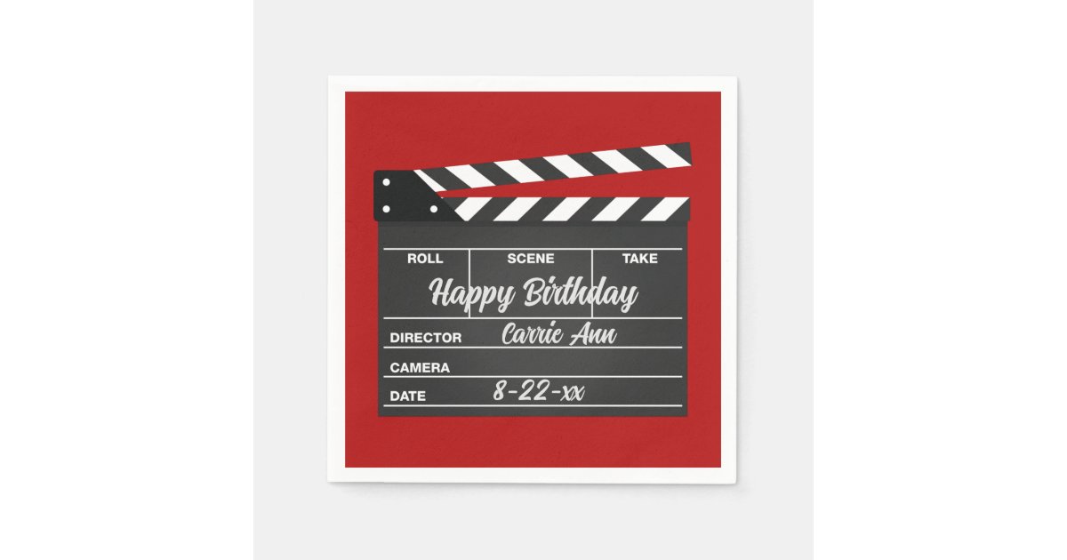 Personalized Movie Clapboard Paper Party Napkins | Zazzle