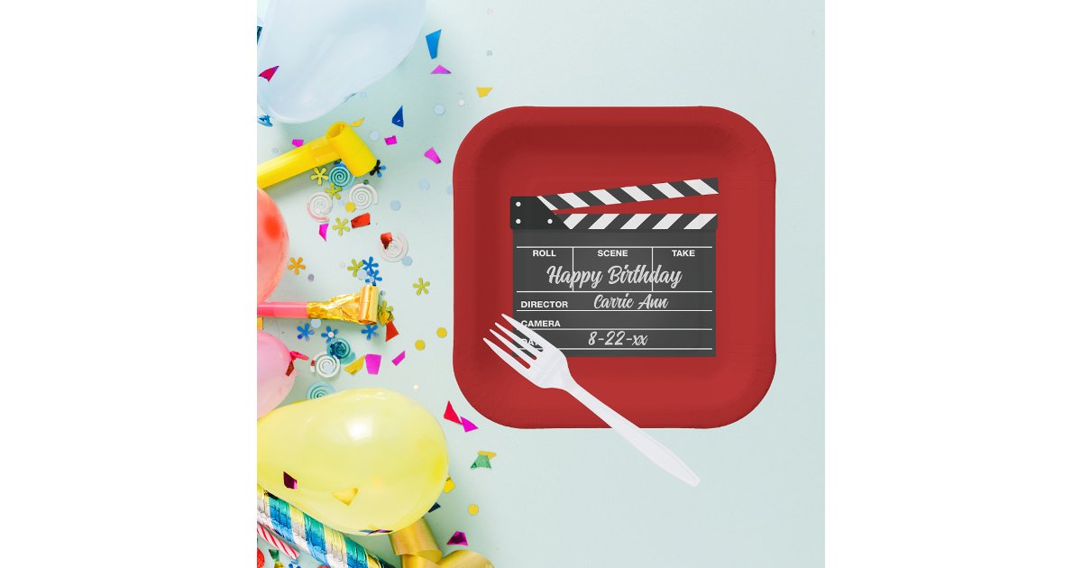 Personalized Movie Clapboard Paper Plates | Zazzle