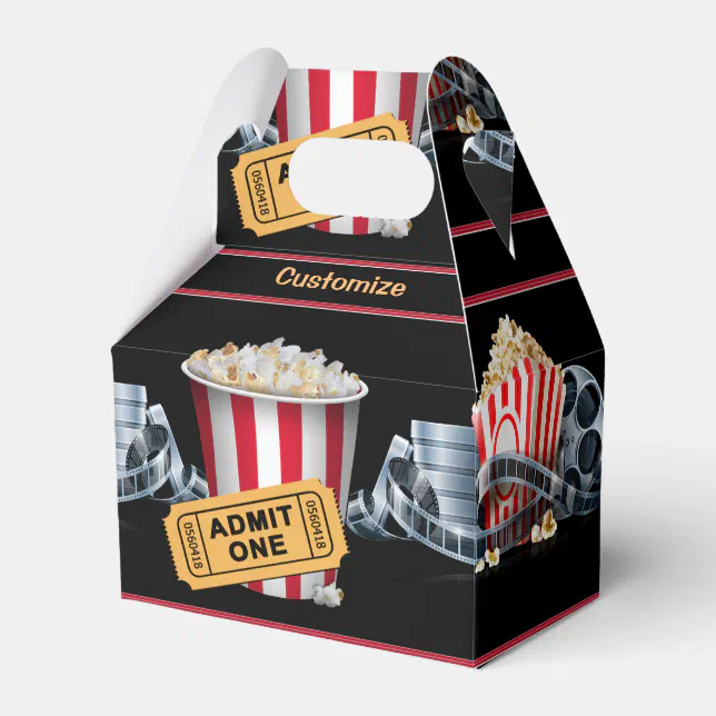 Personalized Movie Night Popcorn Gable Favor Box | Zazzle