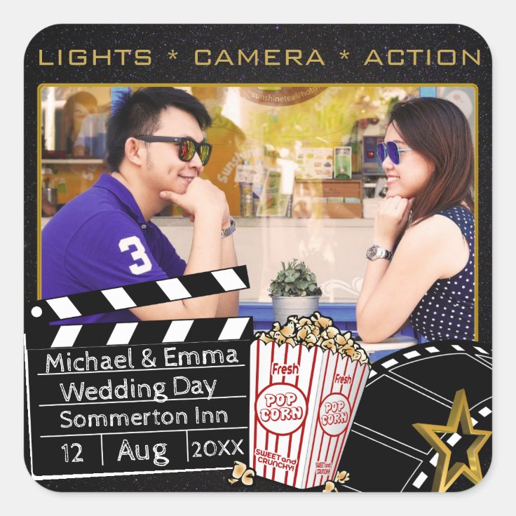 Personalized Movie Star Frame Square Sticker | Zazzle