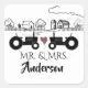 Personalized Mr and Mrs Tractor Couple Farm LOVE Square Sticker | Zazzle