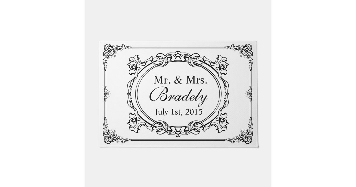 Personalized Mr. and Mrs. Wedding Decor Frame Doormat | Zazzle