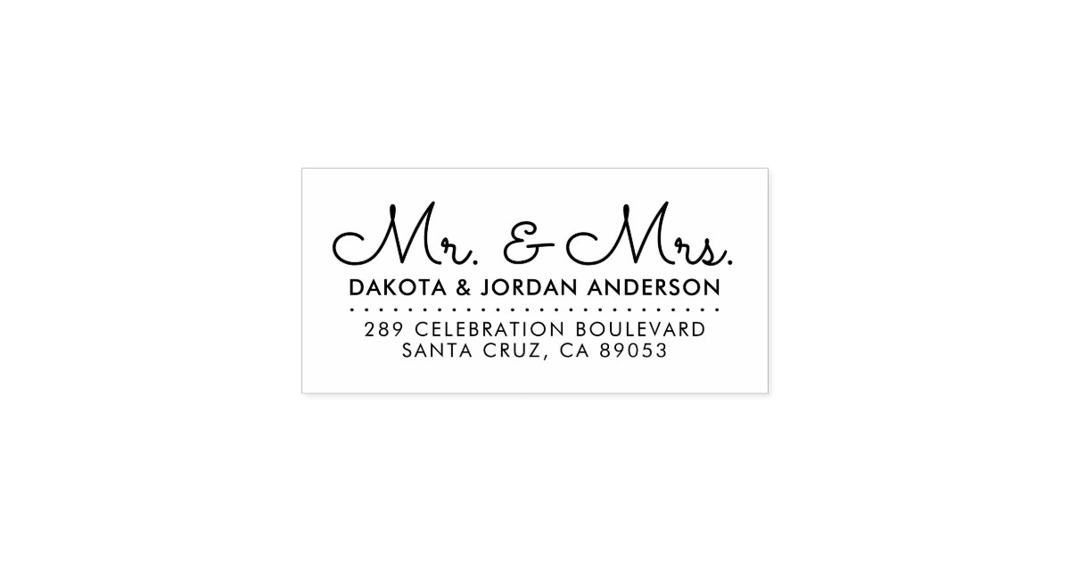 Personalized Mr & Mrs Script Wedding Return Addres Rubber Stamp | Zazzle