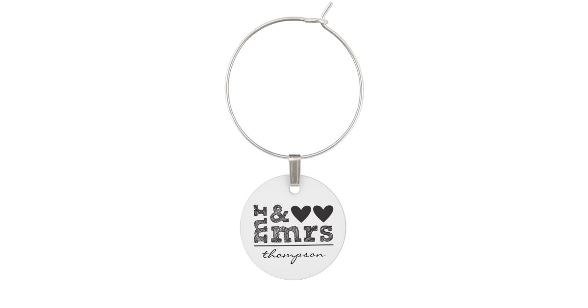 Personalized Mr & Mrs Wine Charm | Zazzle