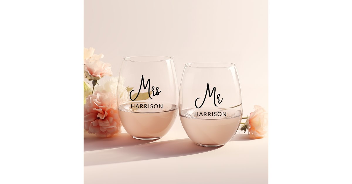 Personalized Mr & Mrs Wine Glasses | Zazzle Personalized Mr & Mrs Wine Glasses | Zazzle