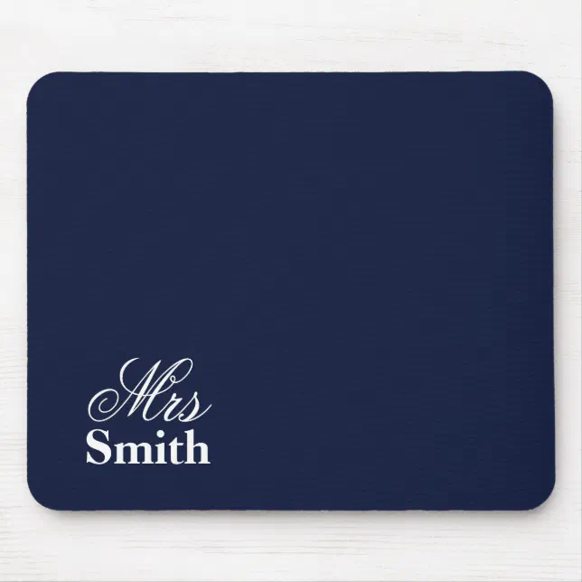 Personalized Mrs Name Navy Mouse Pad | Zazzle