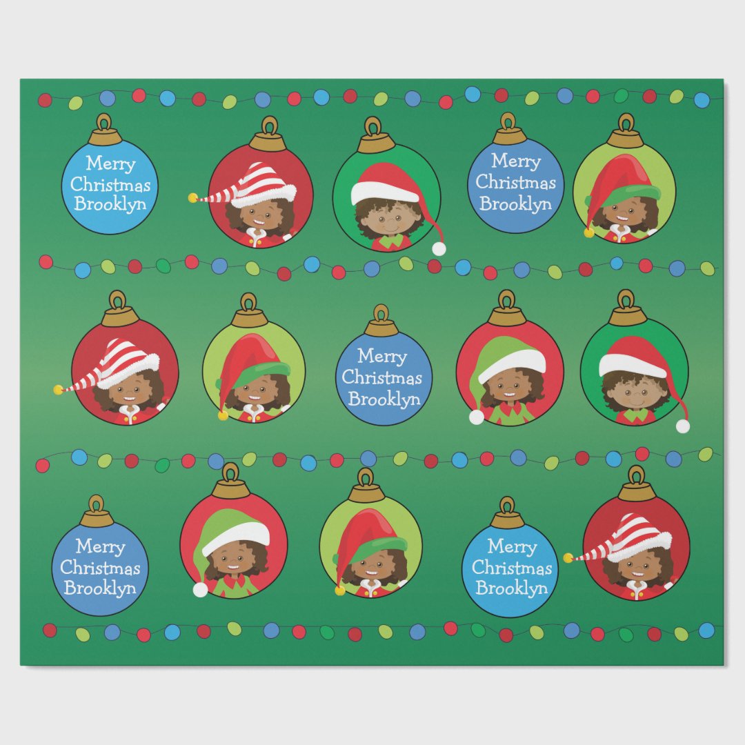 Personalized Multicultural Girl Elf Wrapping Paper | Zazzle