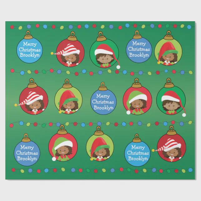 Personalized Multicultural Girl Elf Wrapping Paper | Zazzle