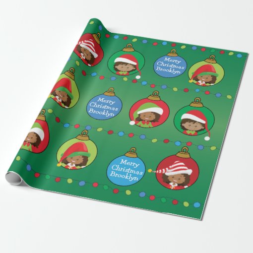 Personalized Multicultural Girl Elf Wrapping Paper | Zazzle