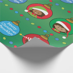Personalized Multicultural Girl Elf Wrapping Paper | Zazzle