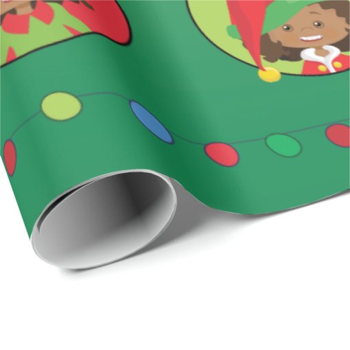 Personalized Multicultural Girl Elf Wrapping Paper | Zazzle