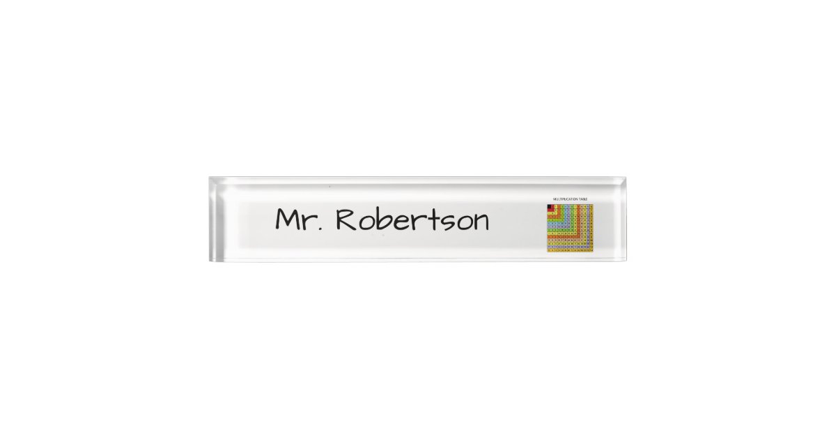 Personalized "Multiplication Chart" Desk Name Plate | Zazzle