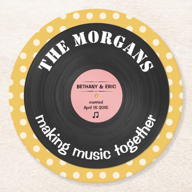 Personalized Music Album Retro Design Round Paper Coaster | Zazzle