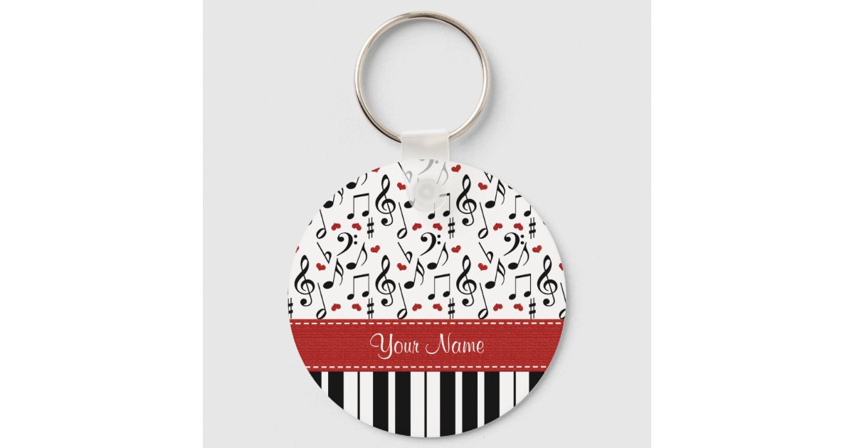 Personalized Music Note Piano Keychain | Zazzle