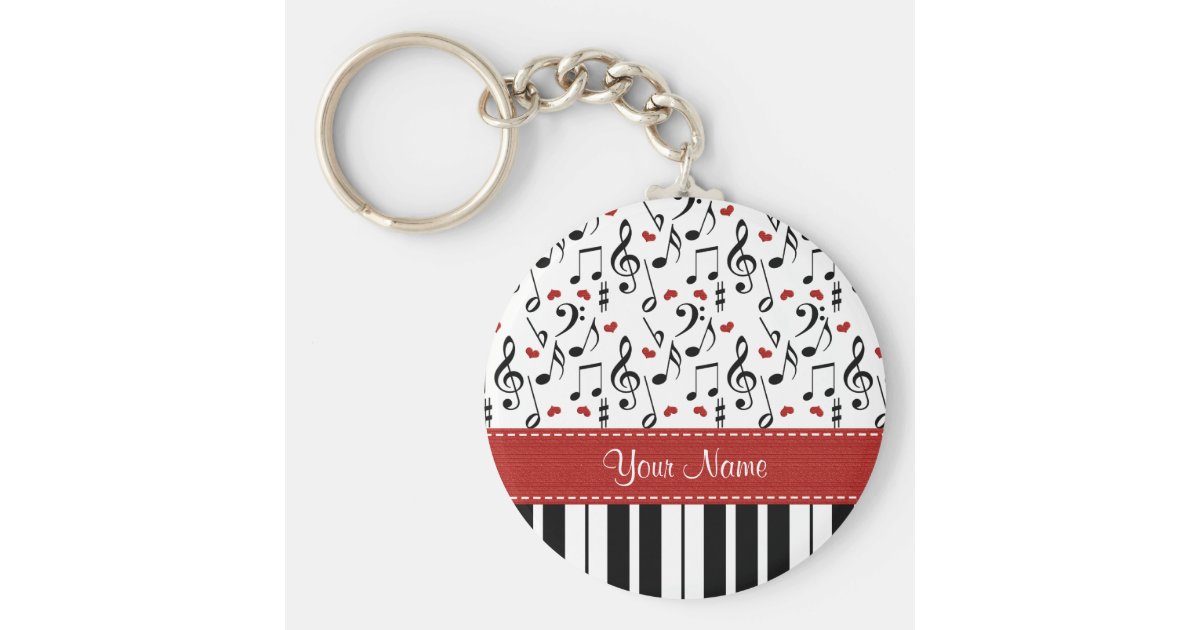 Personalized Music Note Piano Keychain | Zazzle